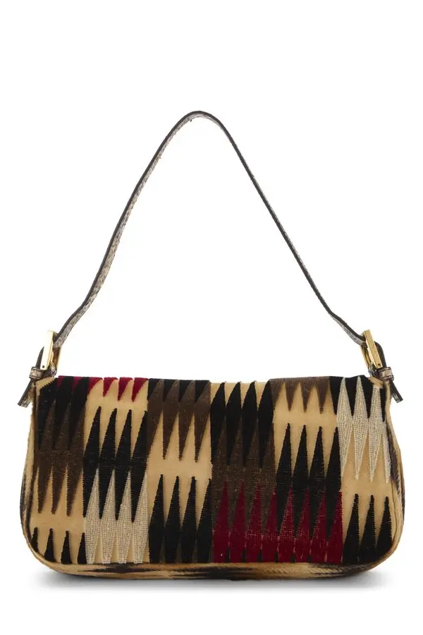 Fendi Multicolor Velvet Baguette Shoulder Bag With Python Details