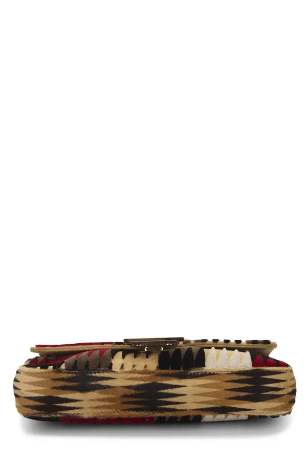 Fendi Multicolor Velvet Baguette Shoulder Bag With Python Details