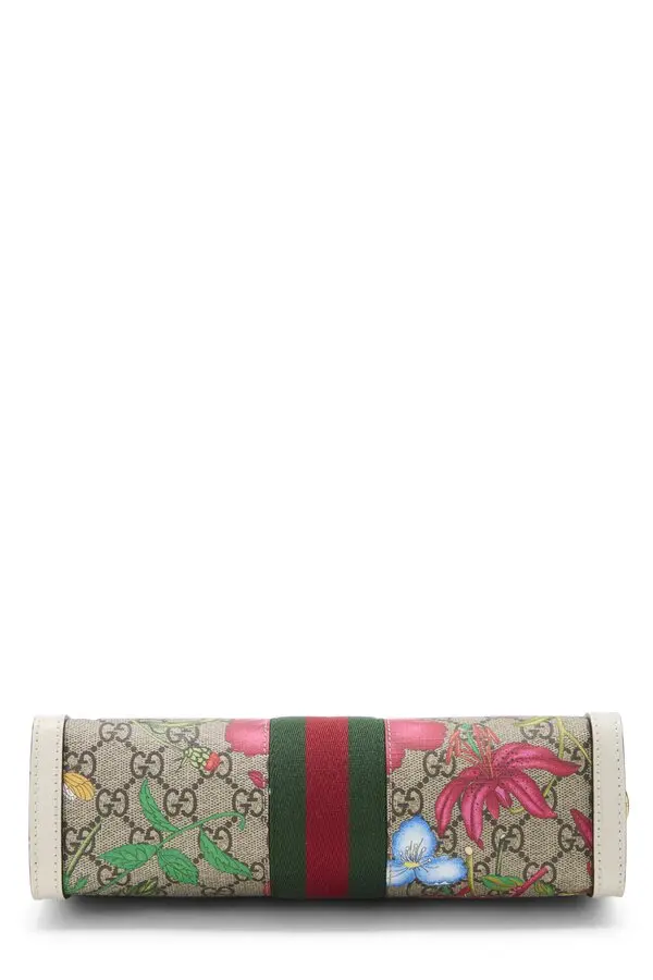 Gucci Gg Supreme Canvas Flora Ophidia Shoulder Bag - White