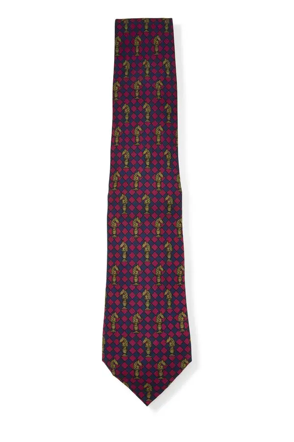Hermès Multicolor Chess Motif Tie