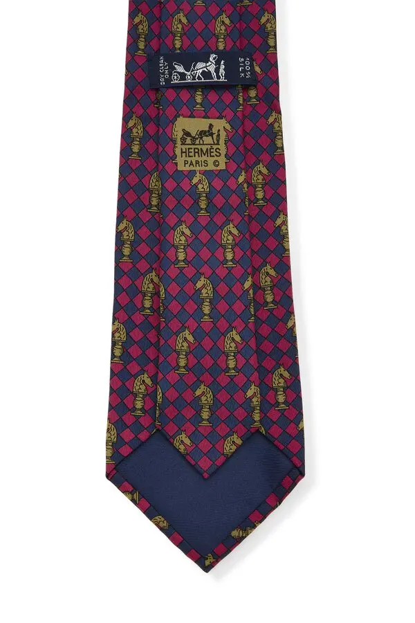 Hermès Multicolor Chess Motif Tie