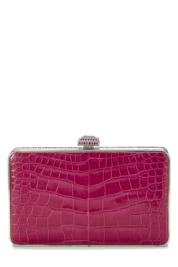 Judith Leiber Crocodile Minaudiere - Pink