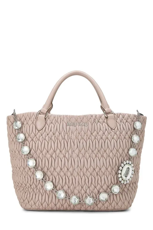 Miu Miu Nappa Crystal Convertible Tote - Pink