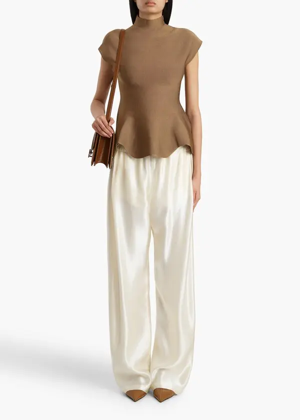 Khaite Knit Peplum Top - Carob