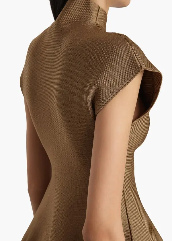 Khaite Knit Peplum Top - Carob