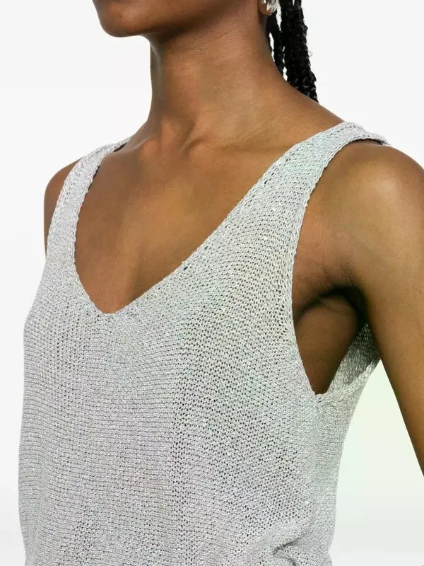 PANICALE V-neck Knitted Vest - Silver