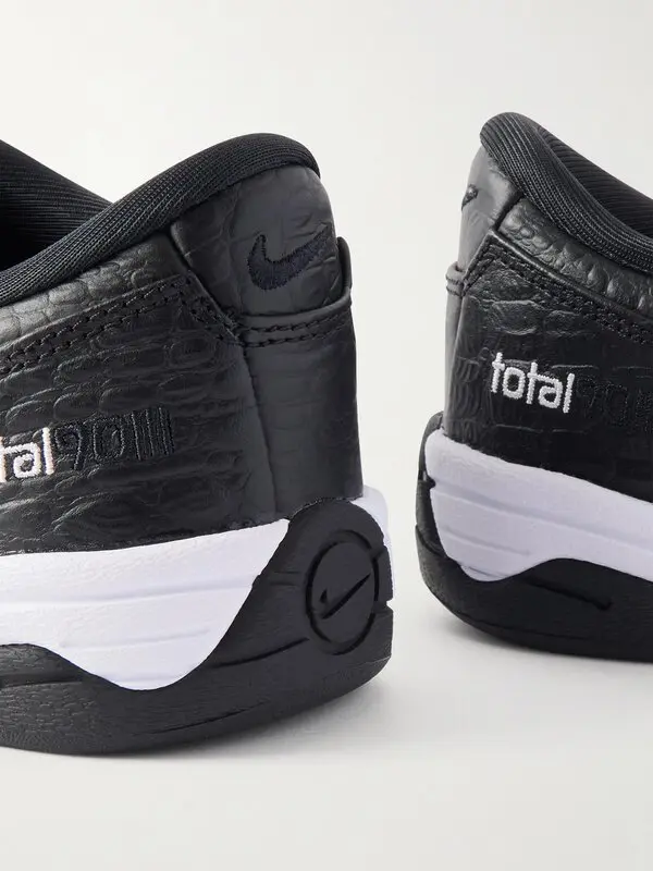 Nike T90 Embroidered Croc-effect Leather Sneakers - Black