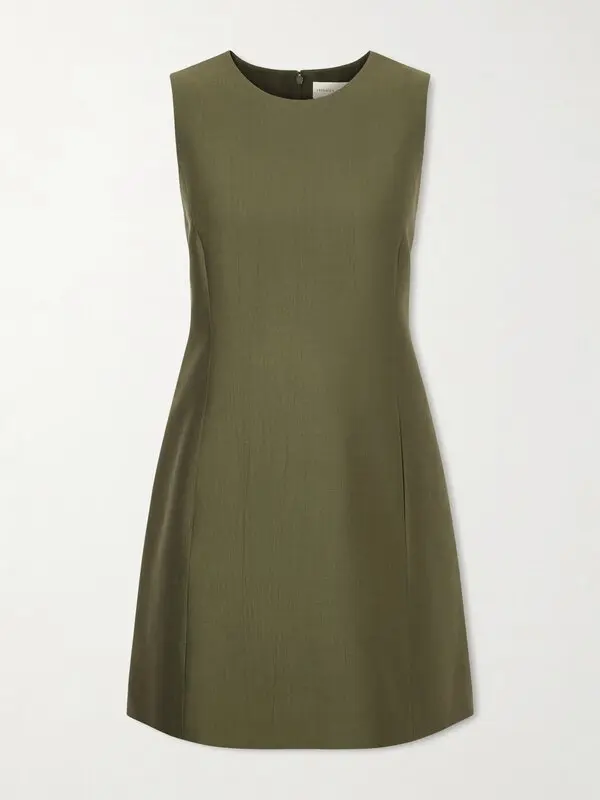 Veronica De Piante Melodie Cotton And Silk-blend Mini Dress - Green