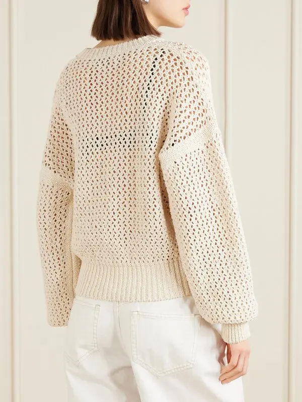 Another Tomorrow Open-knit Cotton Sweater