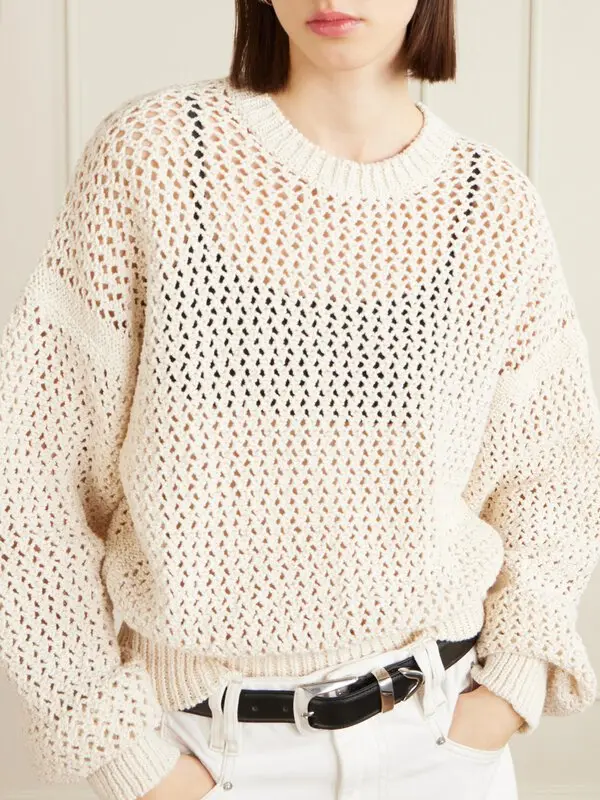 Another Tomorrow Open-knit Cotton Sweater