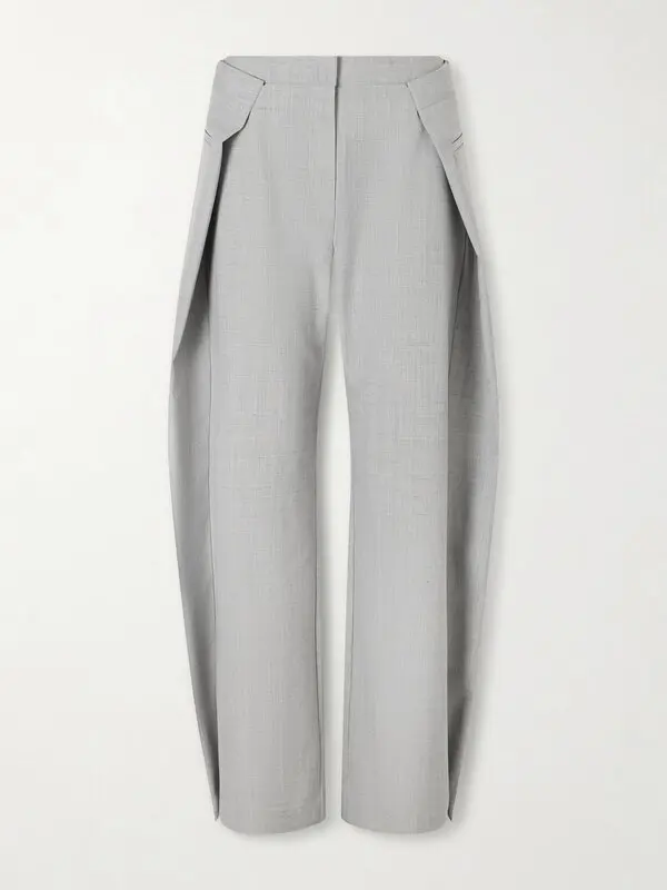 ST. AGNI Pleated Recycled Woven Wide-leg Pants - Gray