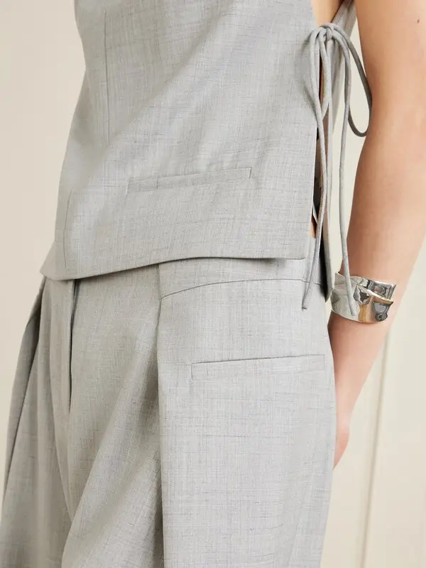 ST. AGNI Pleated Recycled Woven Wide-leg Pants