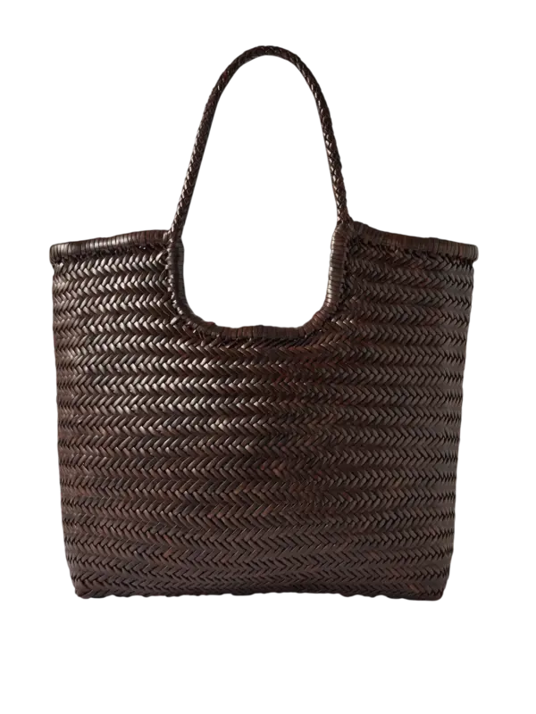 Dragon Diffusion Ns Diagonal Triple Jump Woven Leather Tote - Brown