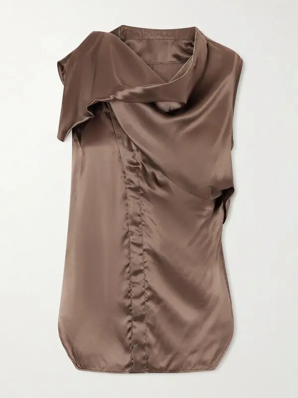 Rick Owens Draped Satin Top - Gray