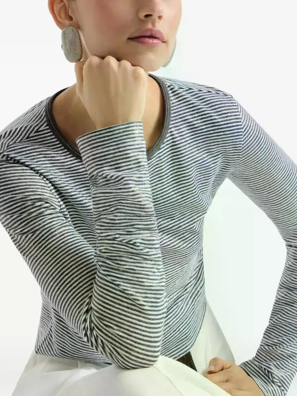 Brunello Cucinelli Striped Lamé Top