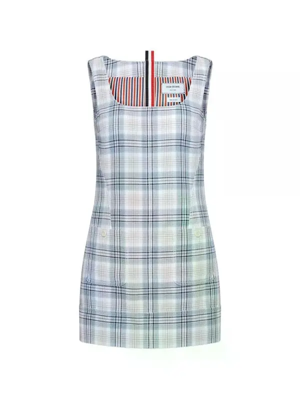 Thom Browne Windowpane Plaid Mini Dress - Blue