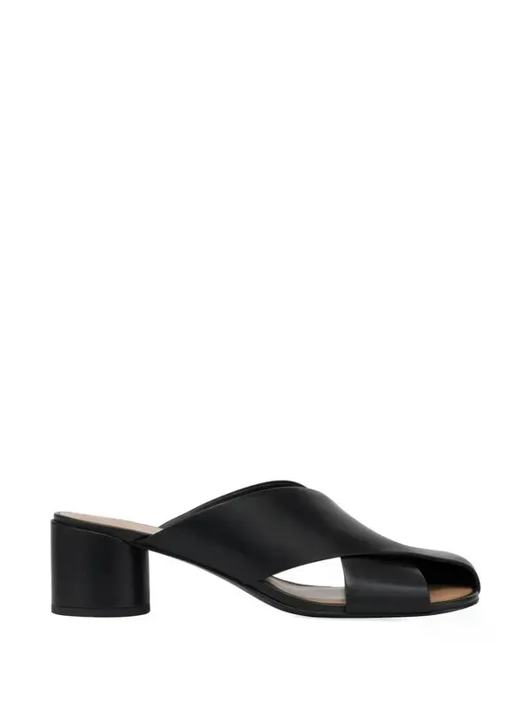 POTAMY Crossover Strap Block Heel Mules