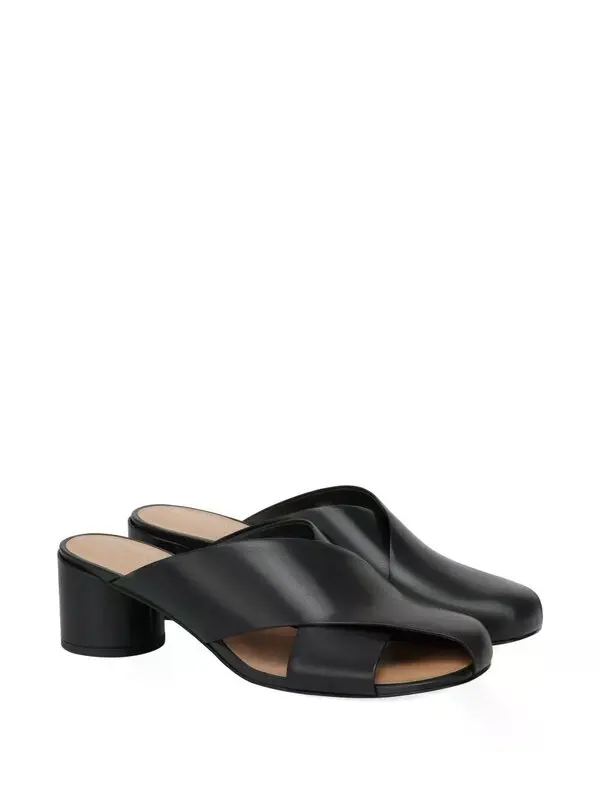 POTAMY Crossover Strap Block Heel Mules