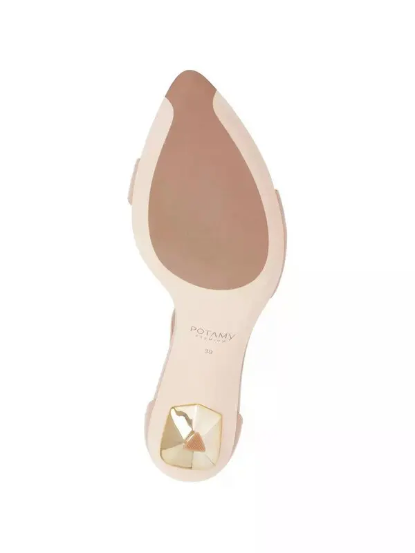 POTAMY Buckle Ankle Strap Sandals With Gold Tone Heel