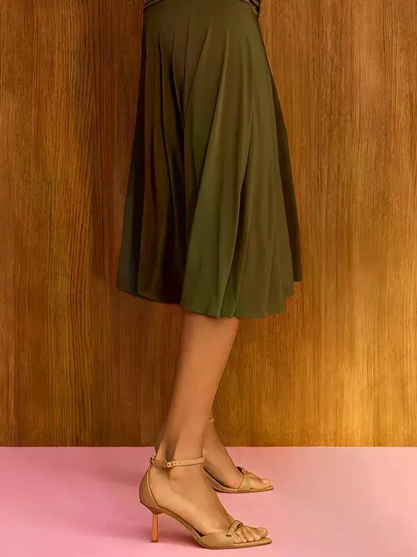 POTAMY Buckle Ankle Strap Sandals With Gold Tone Heel
