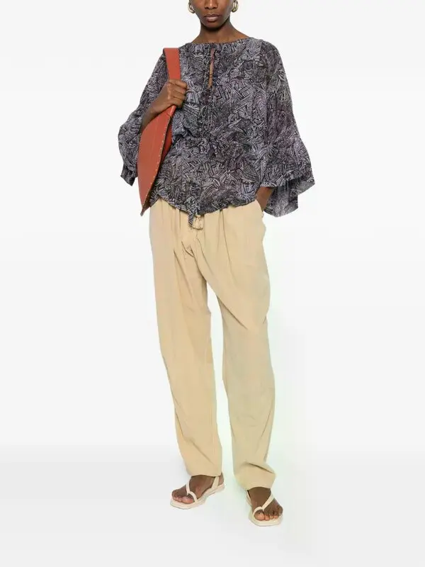 Isabel Marant Étoile Tekia Abstract-print Ruffled Shirt - Black