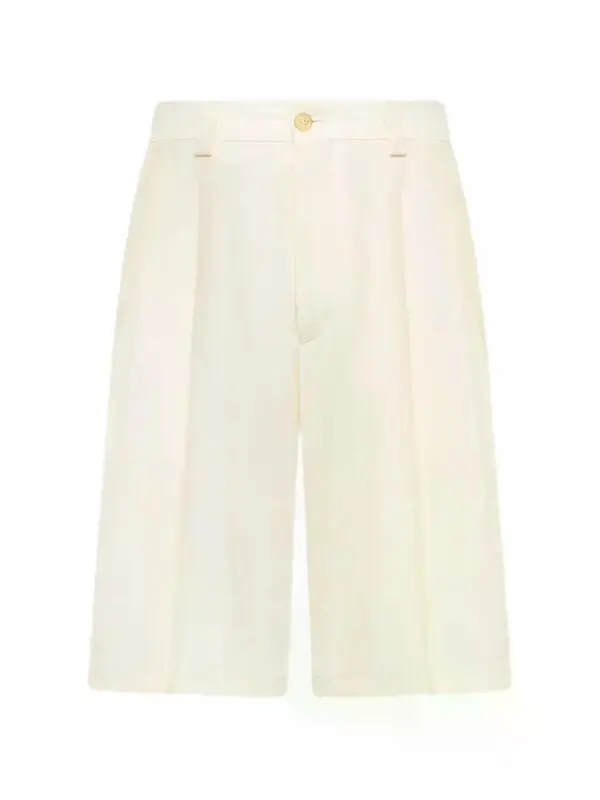 LANEUS Cream Buttoned Flap-pocket Shorts