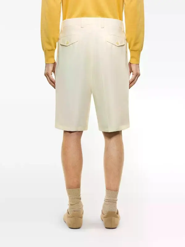 LANEUS Cream Buttoned Flap-pocket Shorts