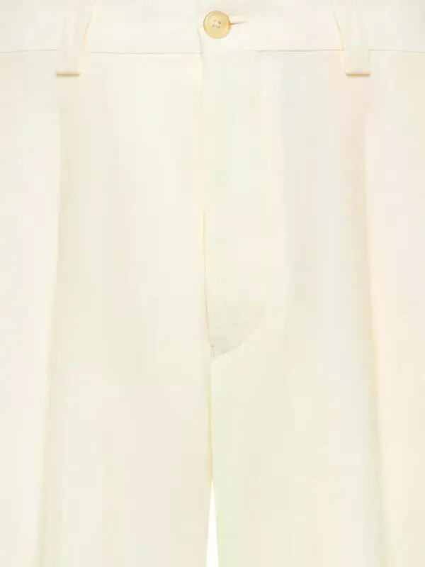 LANEUS Cream Buttoned Flap-pocket Shorts
