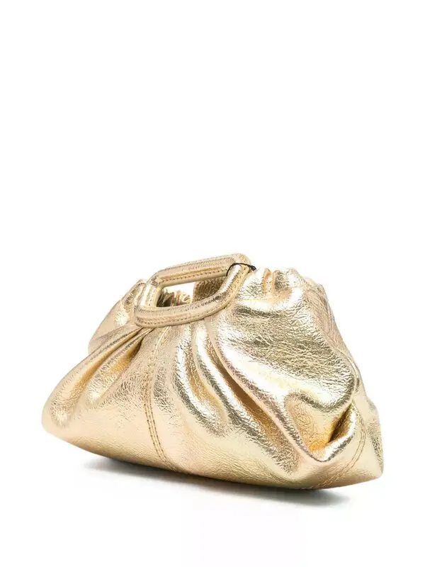 Maje Mini Milpli Ruched Leather Clutch Bag - Gold