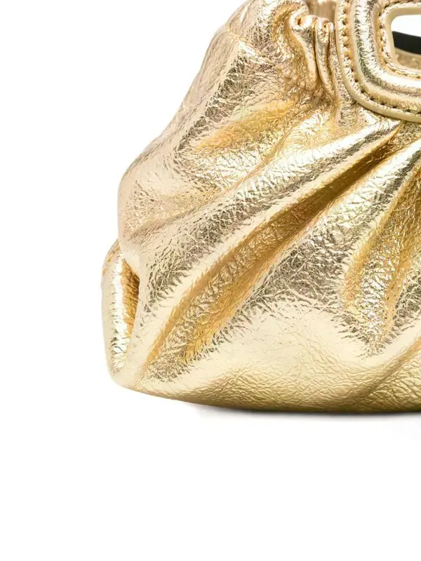 Maje Mini Milpli Ruched Leather Clutch Bag - Gold