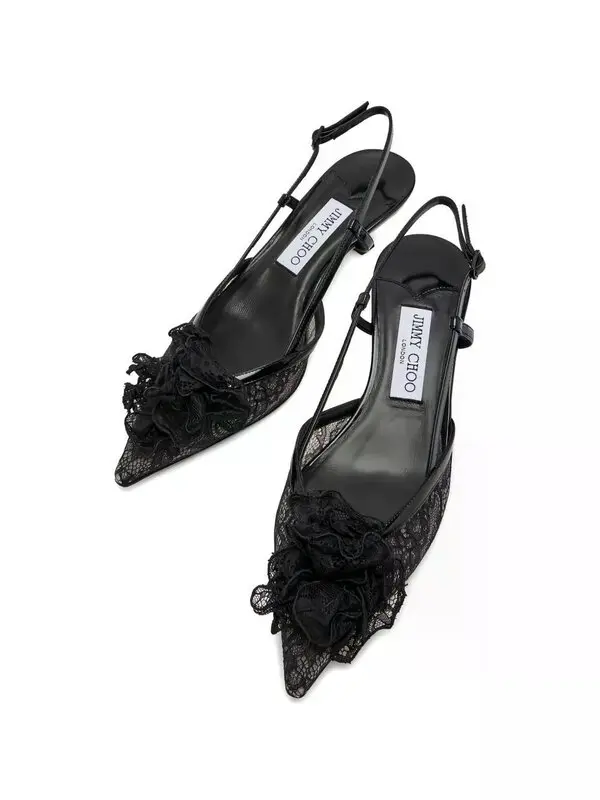 JIMMY CHOO Mimmi Lace Flower Slingback Pumps