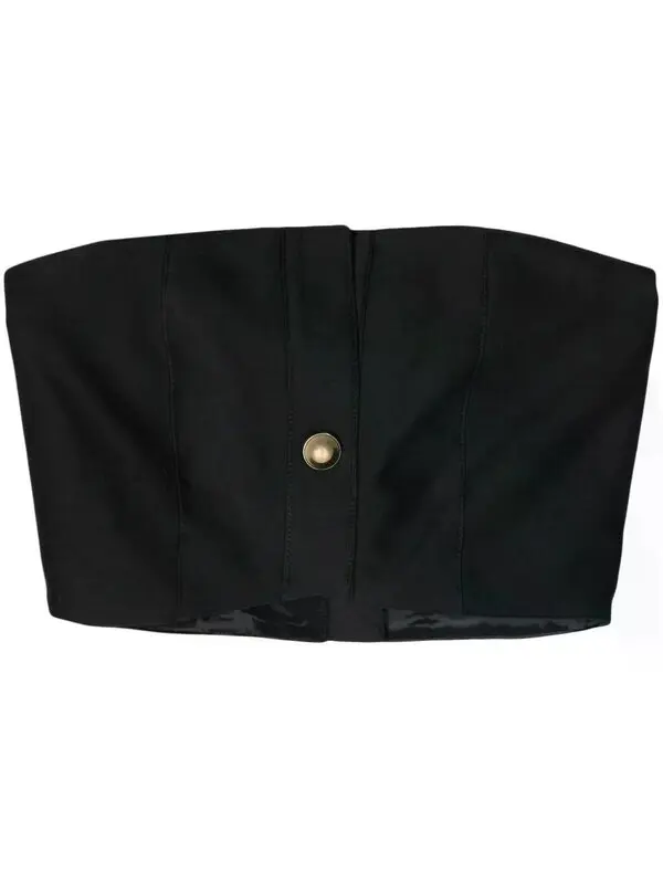 Rokh Strapless Cropped Tube Top - Black