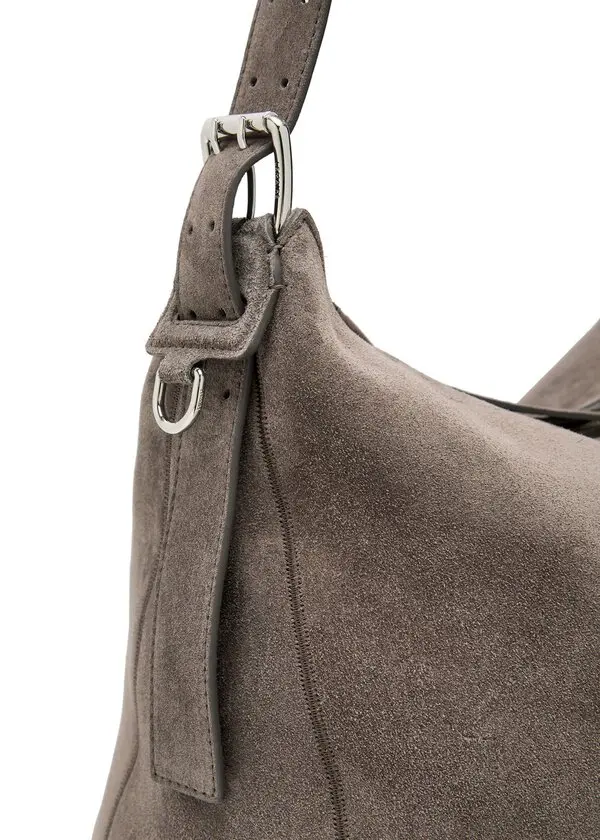 LEMAIRE Belted Suede Hobo Bag - Brown