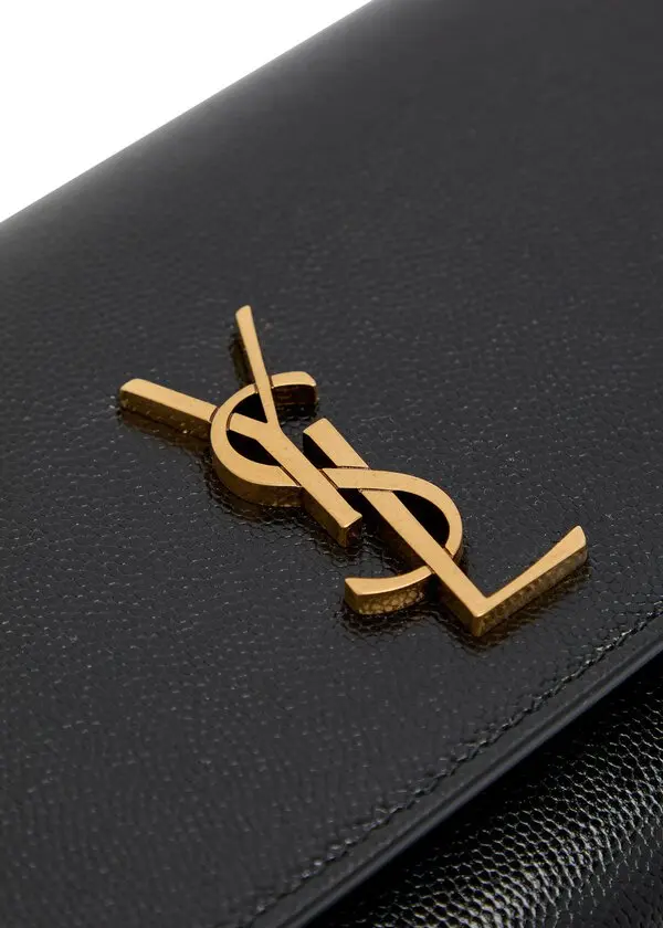 Saint Laurent Kate Pebbled Leather Clutch - Black