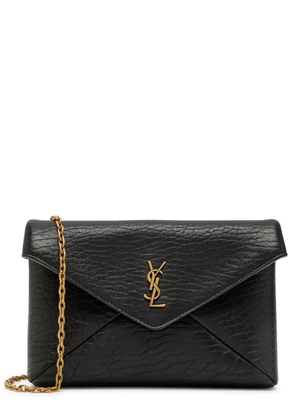 Saint Laurent Envelope Grained Leather Pouch