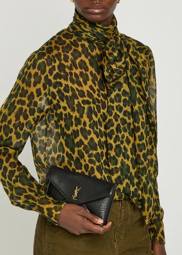 Saint Laurent Envelope Grained Leather Pouch