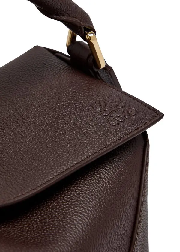 Loewe Puzzle Edge Small Leather Top Handle Bag - Dark Brown