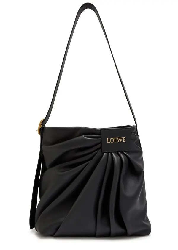 Loewe Draped Leather Tote Bag - Black