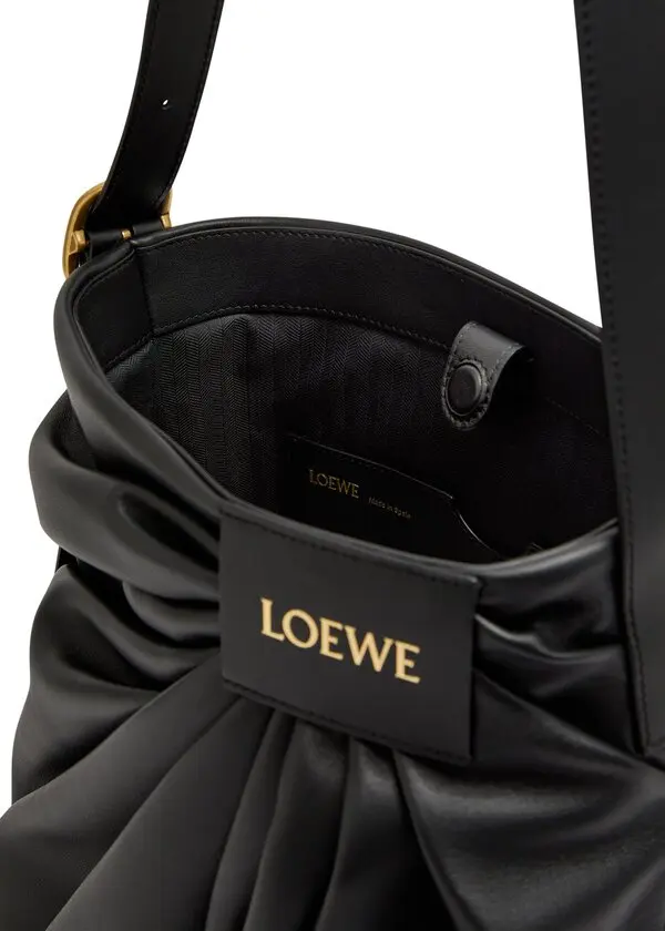 Loewe Draped Leather Tote Bag - Black