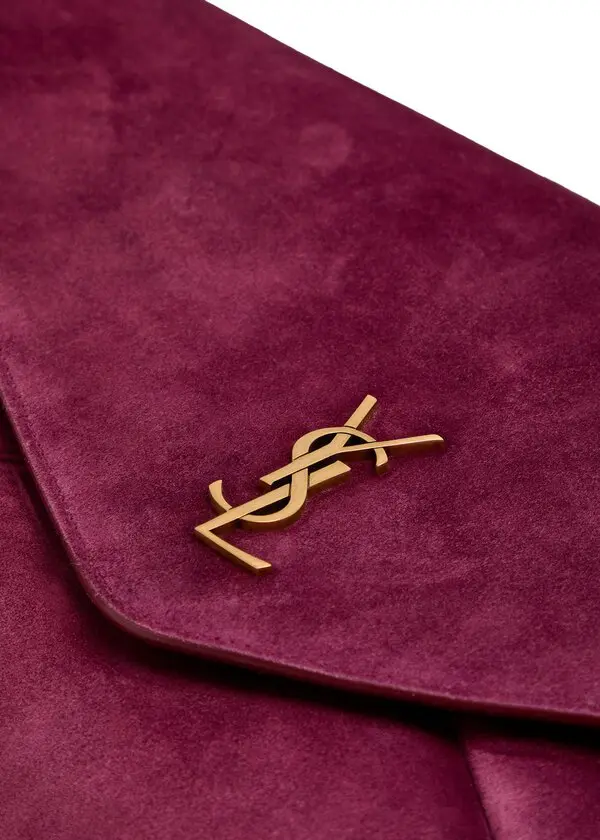 Saint Laurent Envelope Suede Clutch - Red