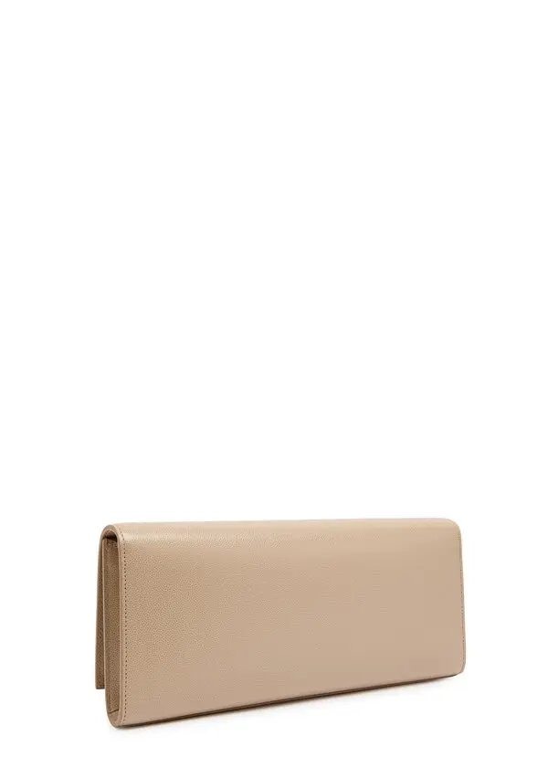 Saint Laurent Kate Pebbled Leather Clutch - Beige