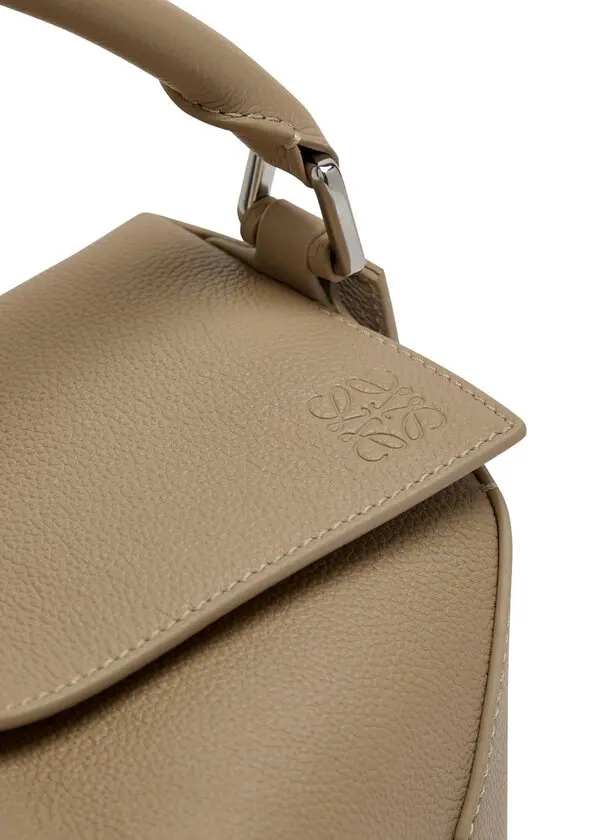 Loewe Puzzle Edge Small Leather Top Handle Bag - Taupe