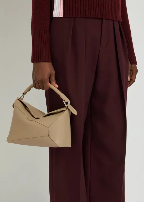 Loewe Puzzle Edge Small Leather Top Handle Bag - Taupe
