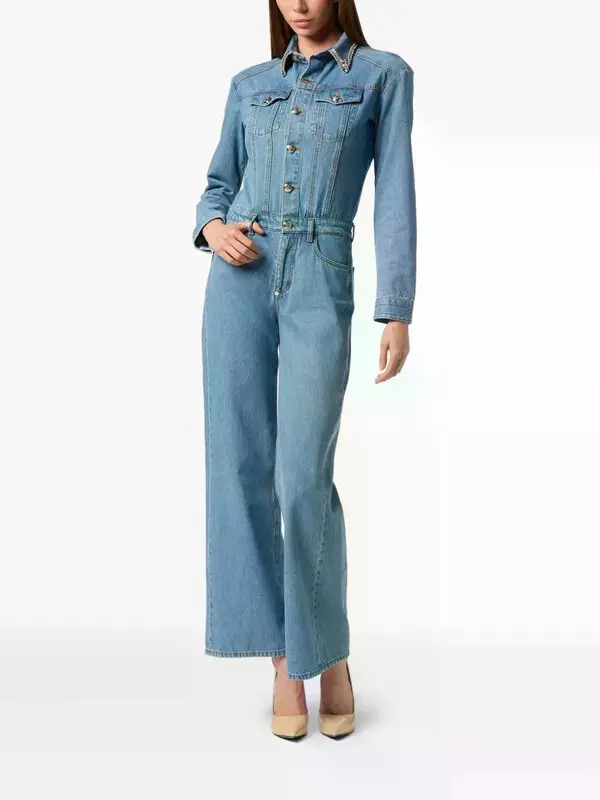 Philipp Plein Crystal-embellished Denim Jumpsuit