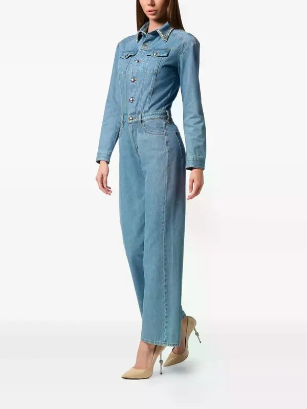 Philipp Plein Crystal-embellished Denim Jumpsuit