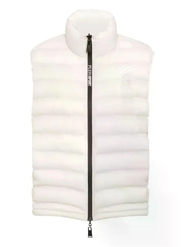 PLEIN SPORT High-neck Sleeveless Gilet - Neutrals