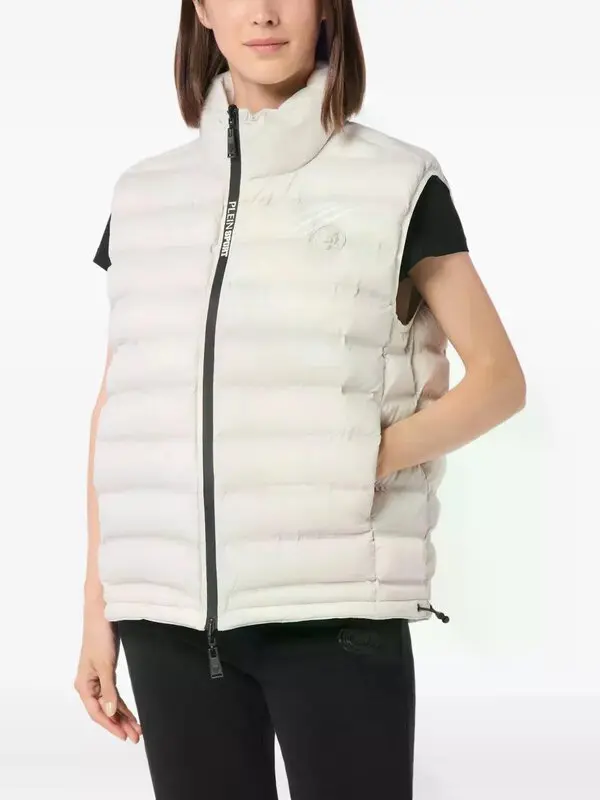 PLEIN SPORT High-neck Sleeveless Gilet - Neutrals