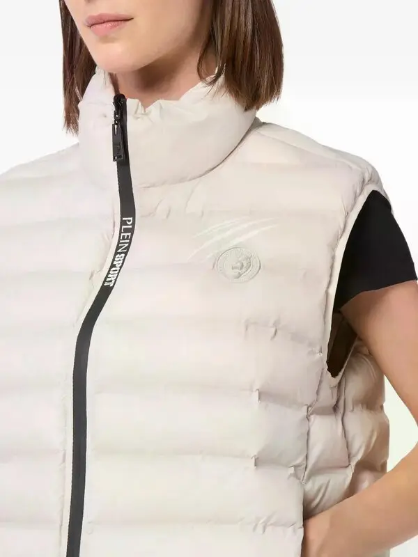PLEIN SPORT High-neck Sleeveless Gilet - Neutrals
