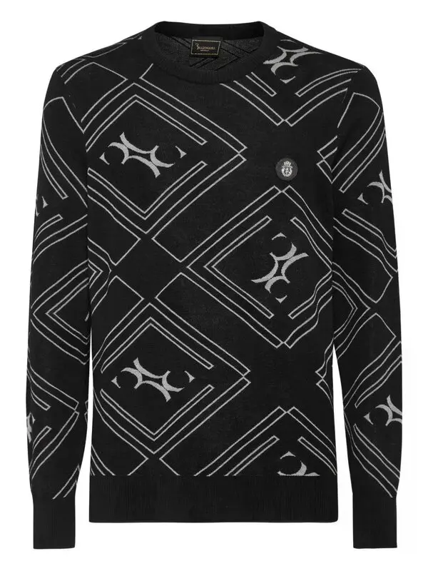 BILLIONAIRE Geometric-pattern Crew-neck Sweater
