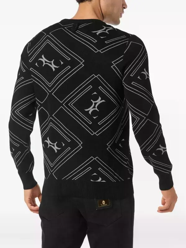 BILLIONAIRE Geometric-pattern Crew-neck Sweater